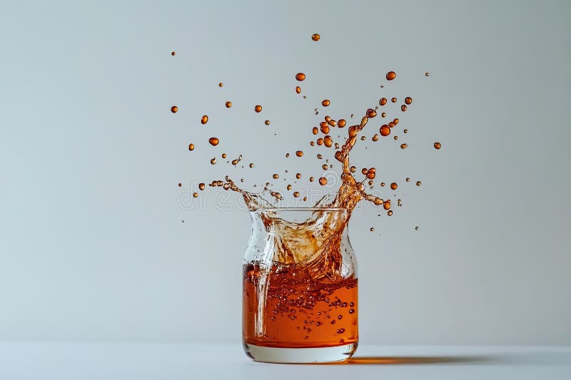 Captivating Splash of Iced Tea Frozen in Motion Against a Minimalistic ...