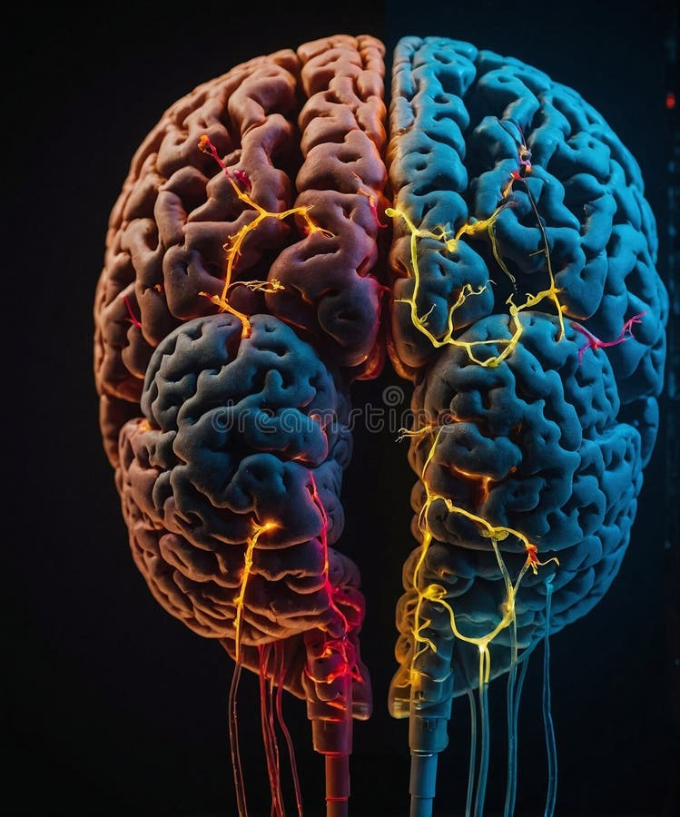 A Dynamic Split-screen View Showcasing an Alpha Male S Brain Lit Up ...