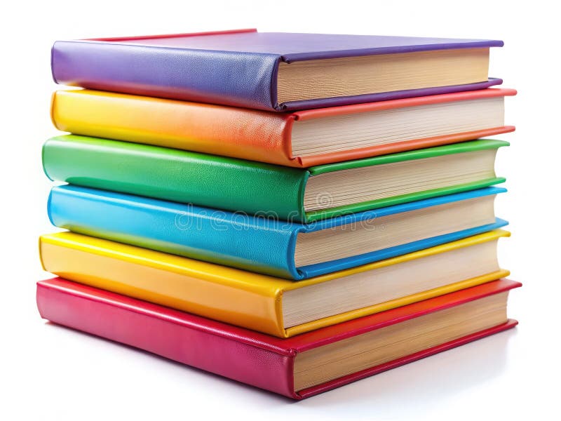 A Captivating Stack of Colorful Hardback Books Against a Crisp White ...