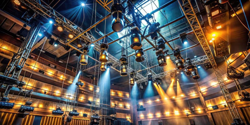 Captivating Stage Lighting Rig Suspended Above Dark Stage a Masterful ...