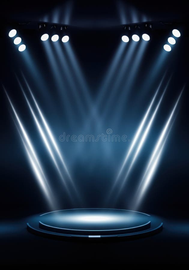 Dynamic Spotlight Beams Dramatic Dark Stage Illumination Theater Stock ...