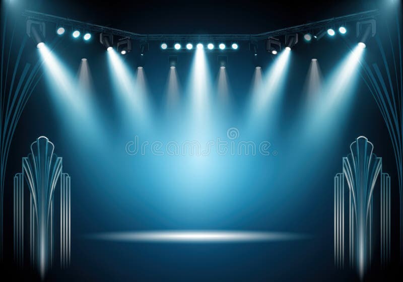 Captivating Blue Spotlight Stage Dramatic Visual Theater Performance ...