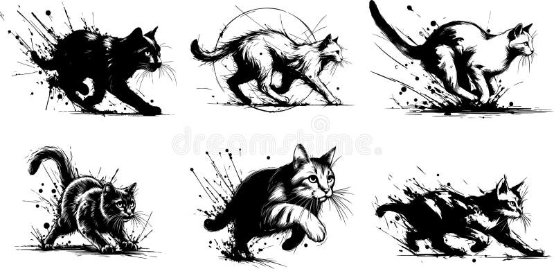 Feline Motion Captured in Stencil with Dynamic Smears and Splashes ...
