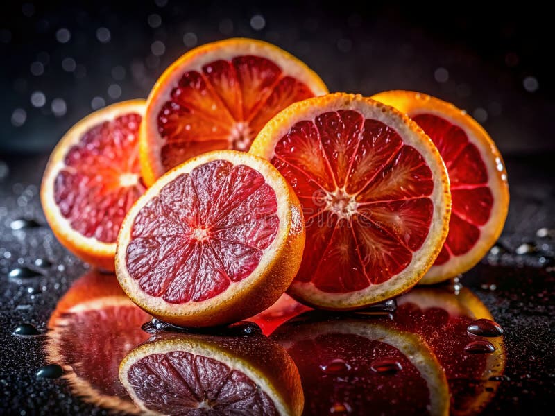 Enticing Grapefruit Slices a Nighttime Macro Photography Study of Juicy ...