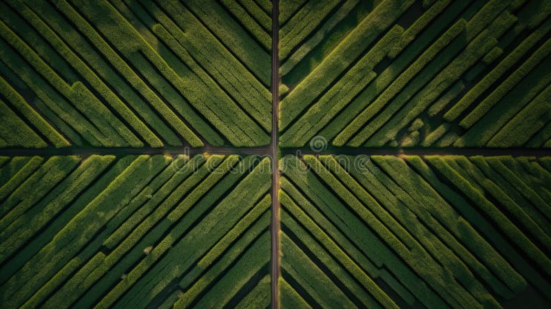 Drone Aerial Birds Eye View of Abstract Labyrinth Shape with Plants on ...