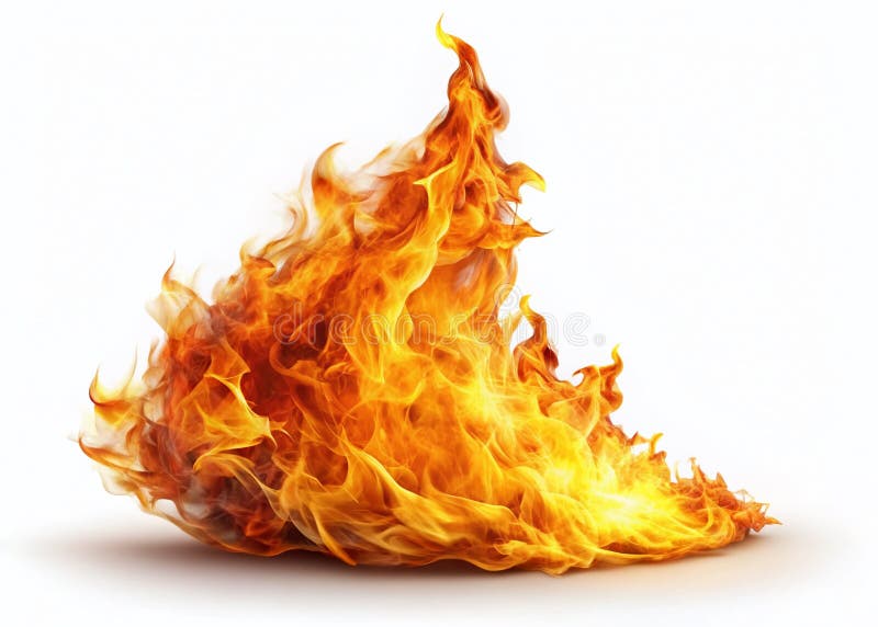 Intense Dramatic Fire in a LowLight Setting Against a Crisp White ...