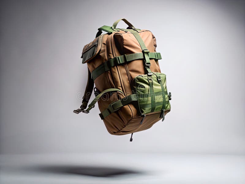 Minimalist White Floating Military Backpack Isolated Studio Shot for ...