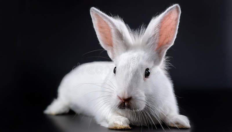 Studio White Rabbit Against Black Backdrop a Captivating Studio ...