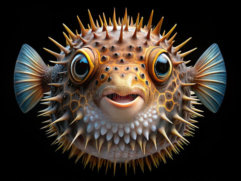 Inflated Pufferfish Isolated Studio Shot a Detailed Look at the Aquatic ...