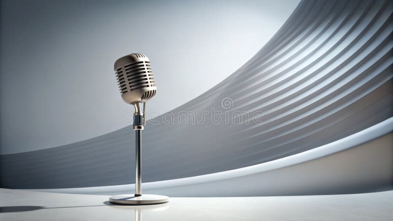 Minimalist Microphone Stand on a SnowWhite Infinity Curve a Studio ...