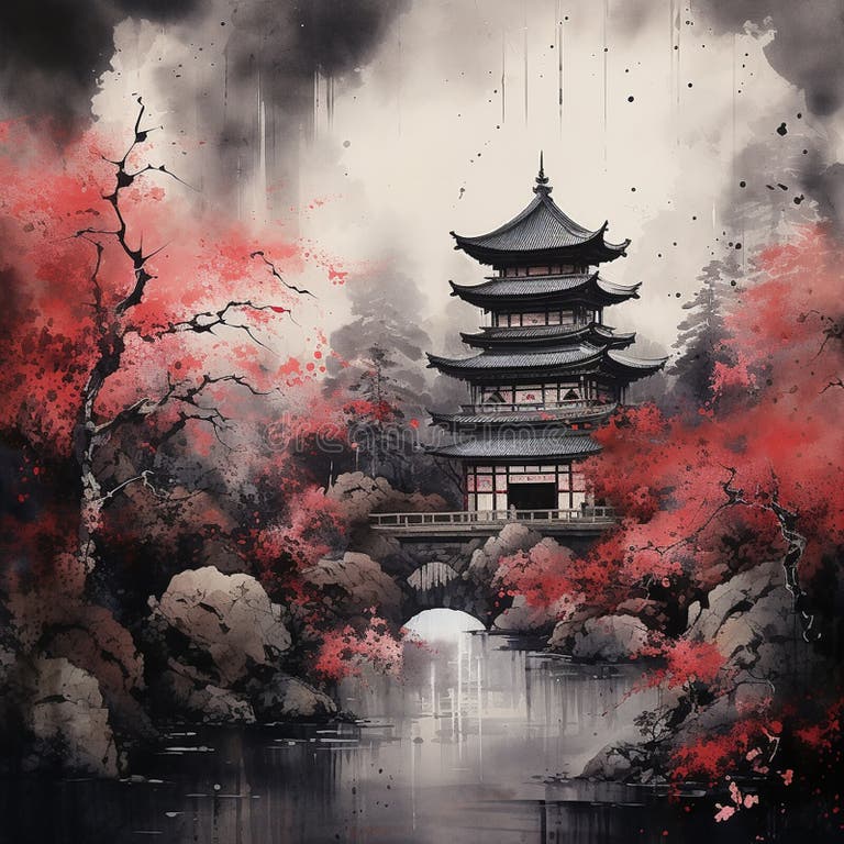 Captivating Sumi-E Hand-Drawn Magic Stock Illustration - Illustration ...