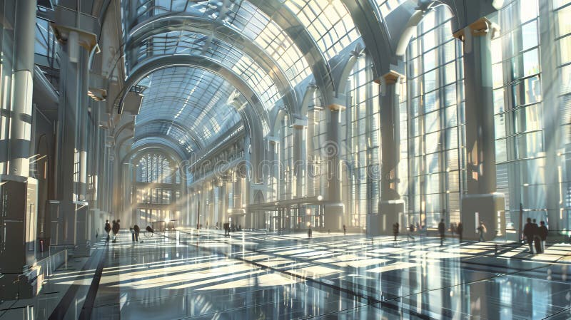 Captivating Sunlight Dancing through a Glass Ceiling in a Modern ...