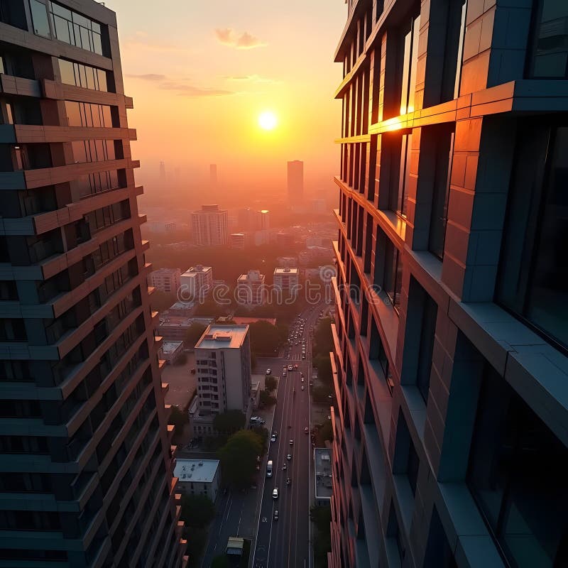 Captivating Sunset Shadows on Contemporary Architectural Facade Stock ...