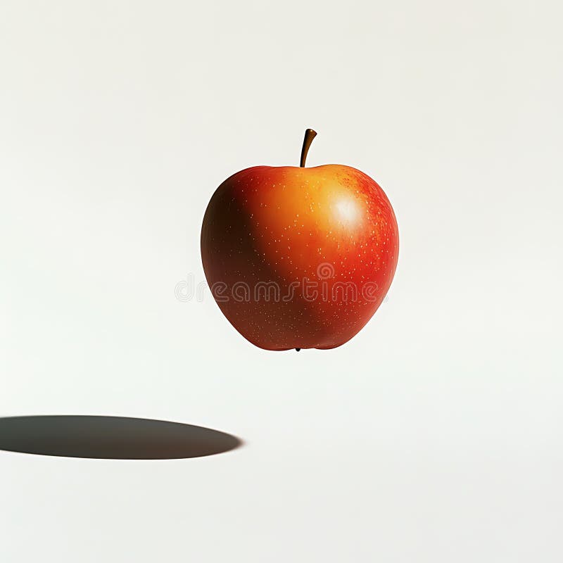 Surreal Floating Apple with Shadowed Details Stock Illustration ...