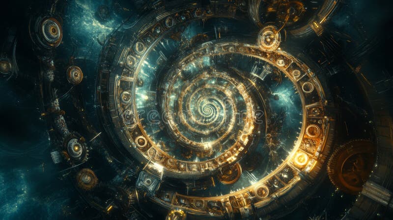 Swirling Vortex of Time and Space in Cosmic Realm Stock Illustration ...