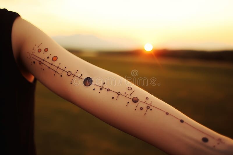Captivating Tattoo Design. Nature and Celestial Balance Symbolizing ...
