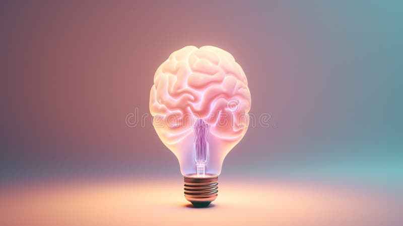 Brain Inside of Light Bulb Gradient Background Stock Illustration ...