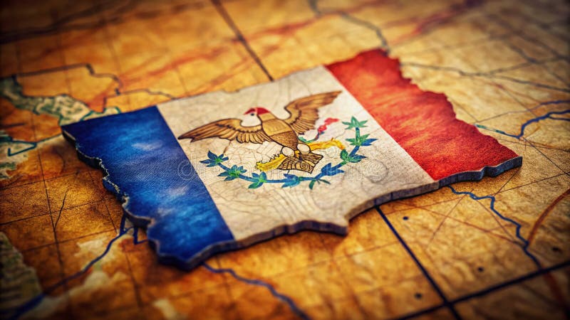 Miniature TiltShift Map of Iowa Detailed View of the Hawkeye States ...