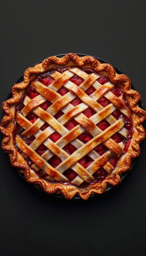 Captivating Top Down View of a Lattice Crusted Pie with a Delectable ...