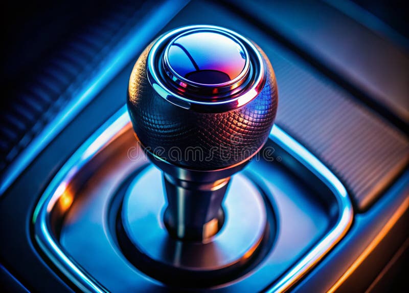 Detailed CloseUp of a Modern Gear Shift Knob a TopDown Perspective in ...