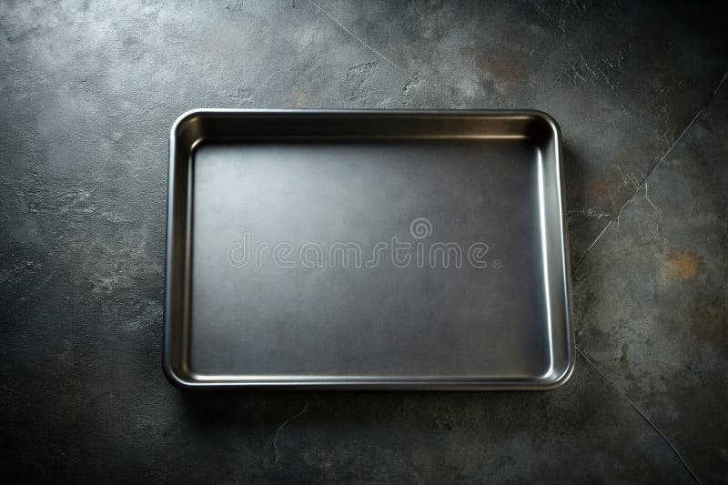 Empty Greased Baking Sheet on a Dark Kitchen Countertop a Culinary ...