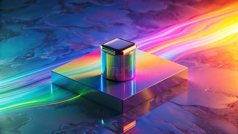 Vibrant Rainbow Gradient Background Featuring a Sleek Glass Battery on ...