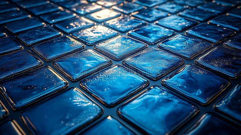 Captivating Top View of Shimmering Blue Water on Geometric Tiles. Stock ...
