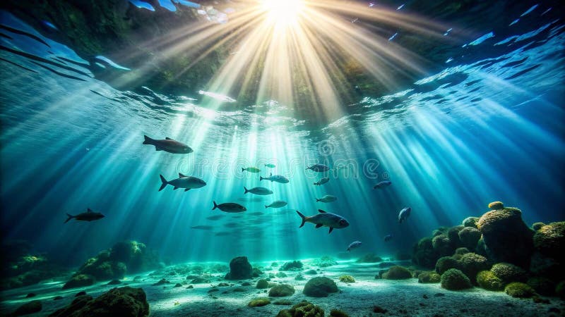 A Captivating Underwater Ballet of Light and Shadow Evoking a Sense of ...