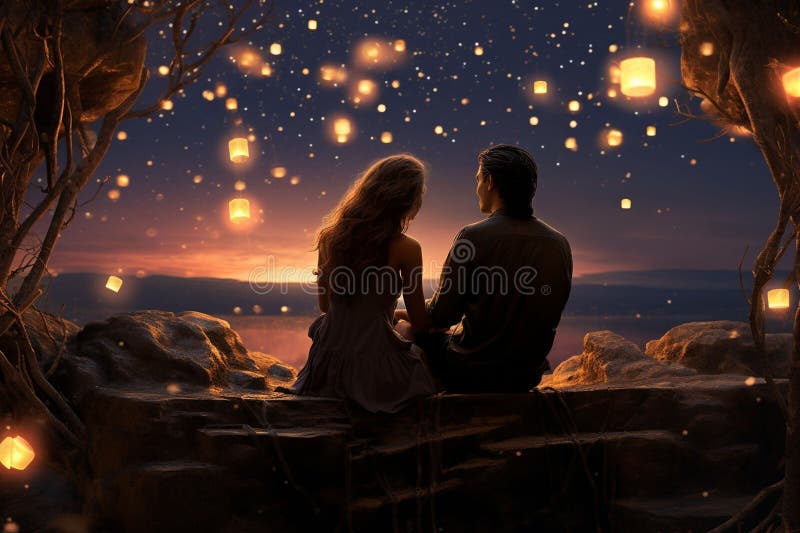 Captivating Valentines Day Starry Night Romance Stock Illustration ...