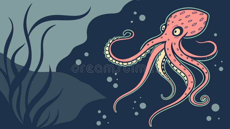 Mysterious Octopus in Deep Ocean, Marine Life, Vector Design Generative ...