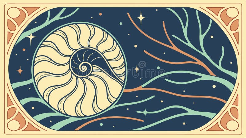 Nautilus Shell in Underwater Forest Vector Illustration, Vector Design ...