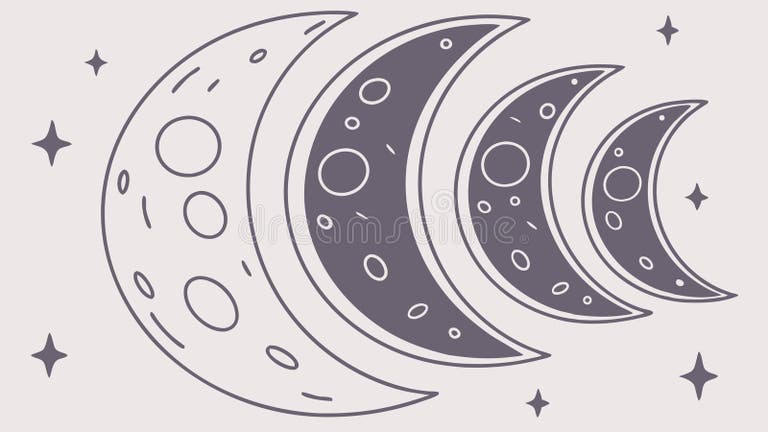 Multiple Crescent Moons: Phases of Moon, Celestial Body Vector, Vector ...