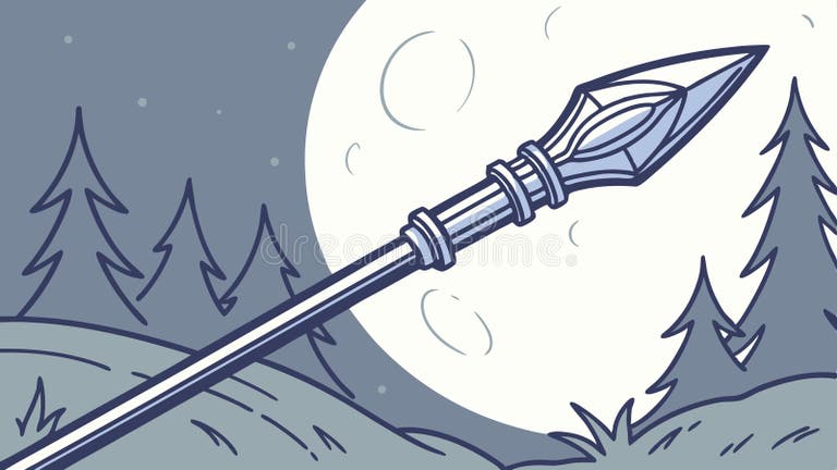 Moonlight Spear in Eerie Forest Vector Scene, Vector Design Generative ...