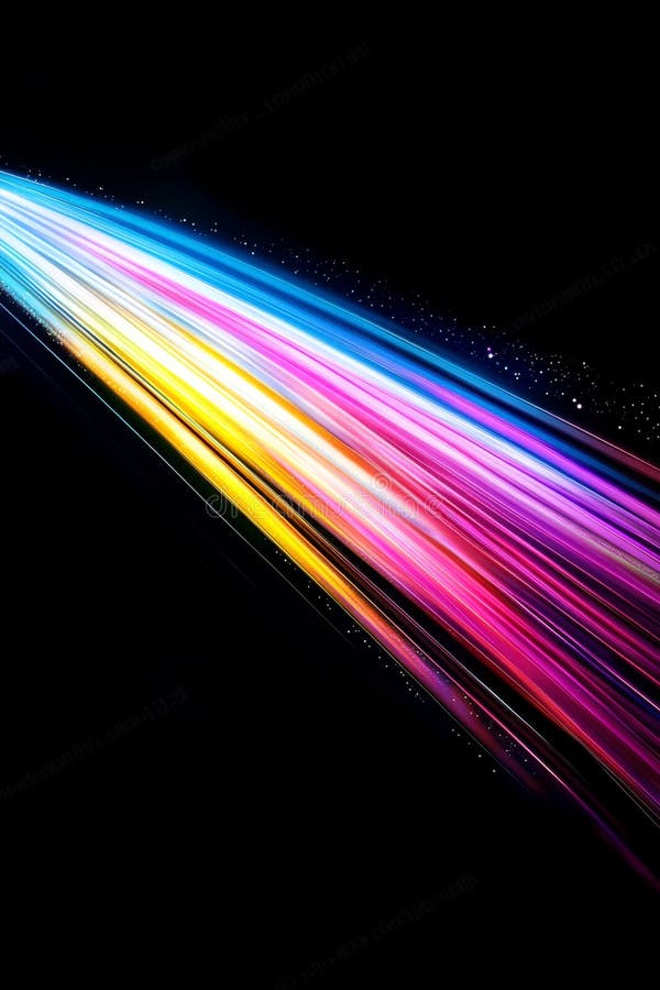 Dynamic Neon Blur Vibrant Trails Black Background Showcasing Motion ...