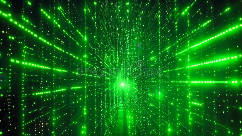 A Captivating Video Capturing a Tunnel of Green Lights Illuminating a ...