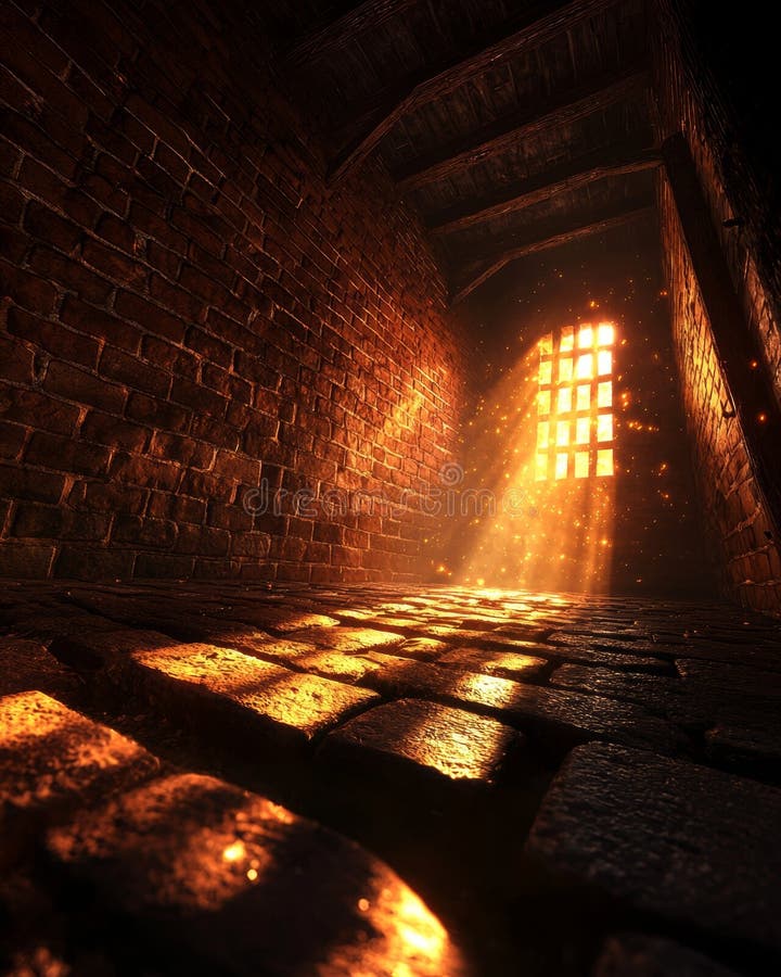 Ancient Brick Furnace Interior with Sunlight View Stock Illustration ...