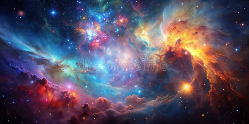 Captivating View of Colorful Nebula in the Night Sky Outer Space ...