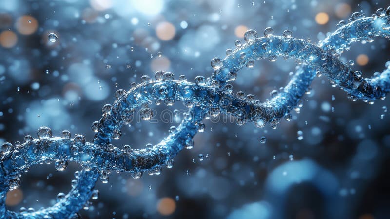 Captivating View of DNA Strand with Bubbles in Water Stock Image ...