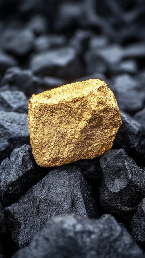 A Captivating View of a Golden Rock Formation Protruding from Dark ...