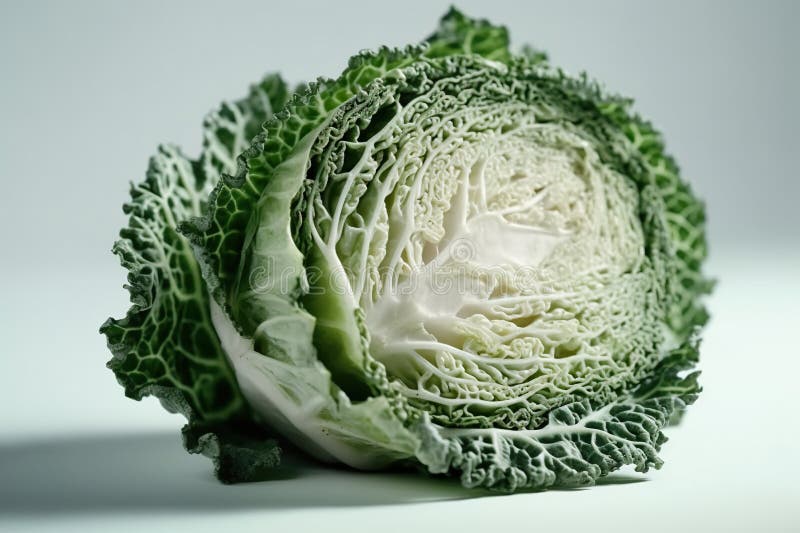 Captivating View Halved Head of Cabbage Revealing Intricate Layers and ...