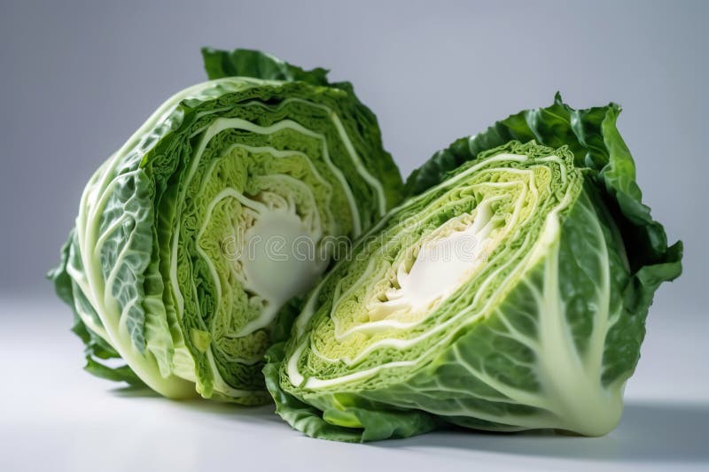 Captivating View Halved Head of Cabbage Revealing Intricate Layers and ...