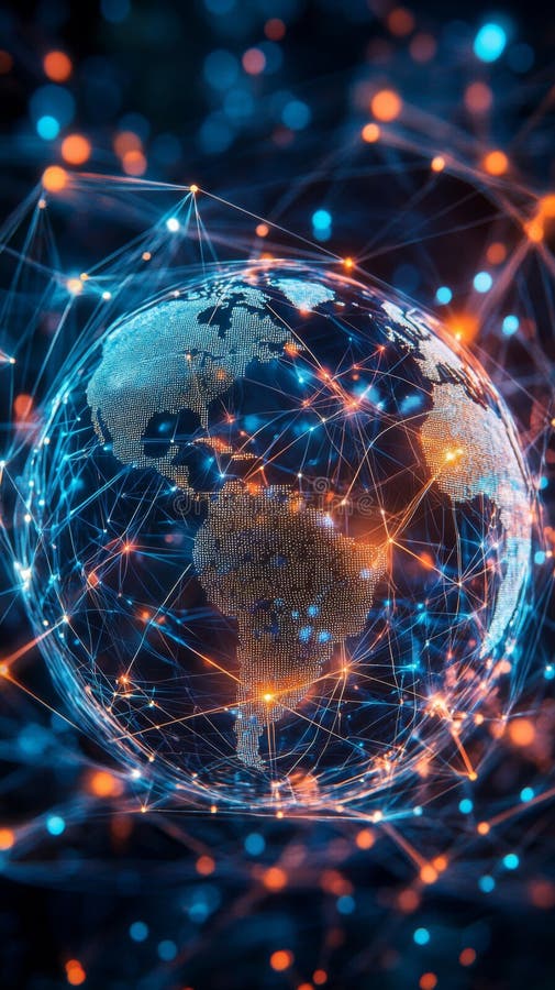 A Captivating View of the Interconnected World. Glowing Networks Wrap ...