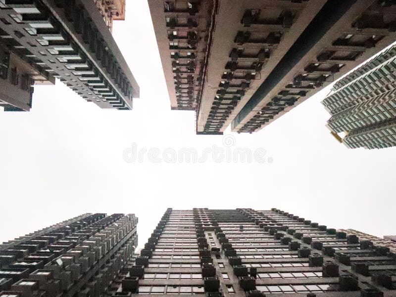 Captivating View Looking Upward between Tall Buildings, Creating a ...
