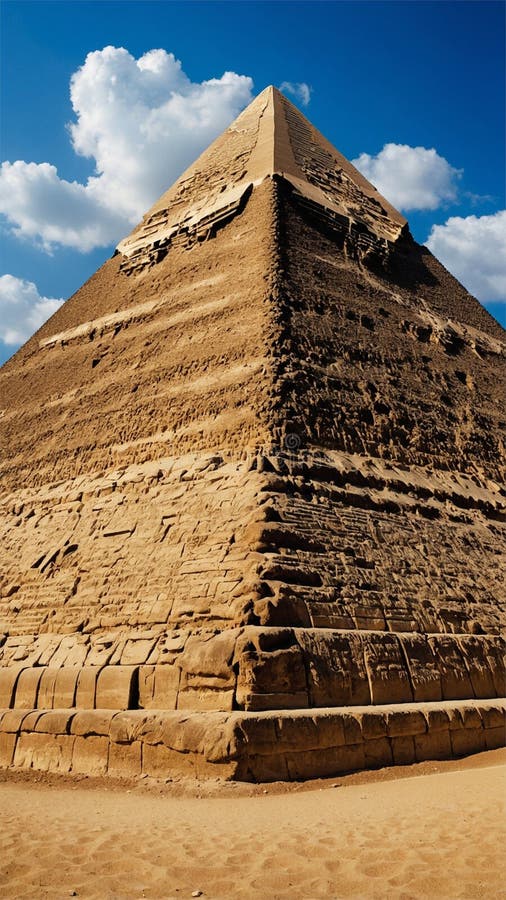 Magnificent View of a Pyramid Under Blue Sky with White Clouds Stock ...