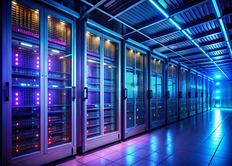 Illuminated Server Racks in a CuttingEdge Data Center a Glimpse into the Nighttime Operations of ...