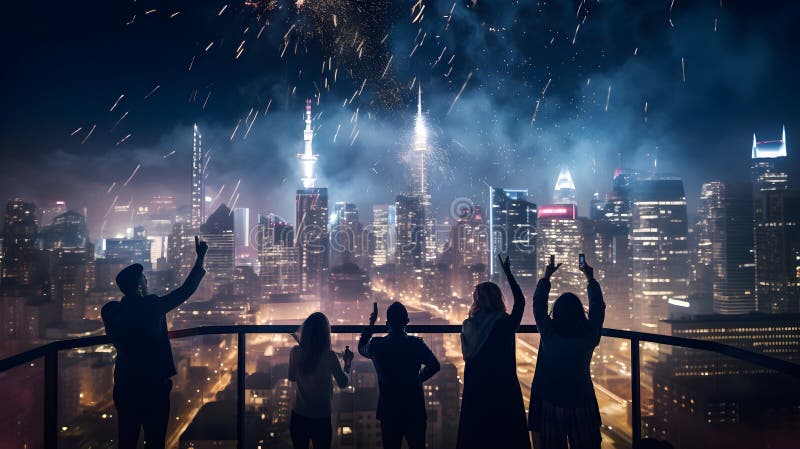 A Captivating View of People Celebrating on a Rooftop Stock ...