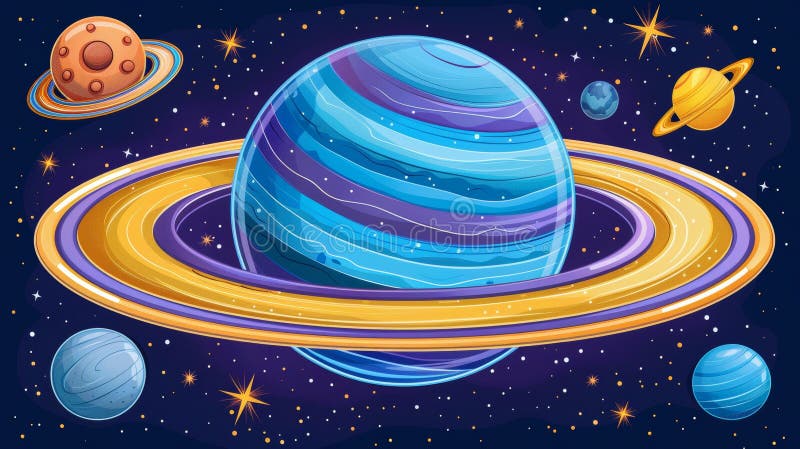 Beautiful Rings of the Planet Saturn in Outer Space with Stars Stock ...