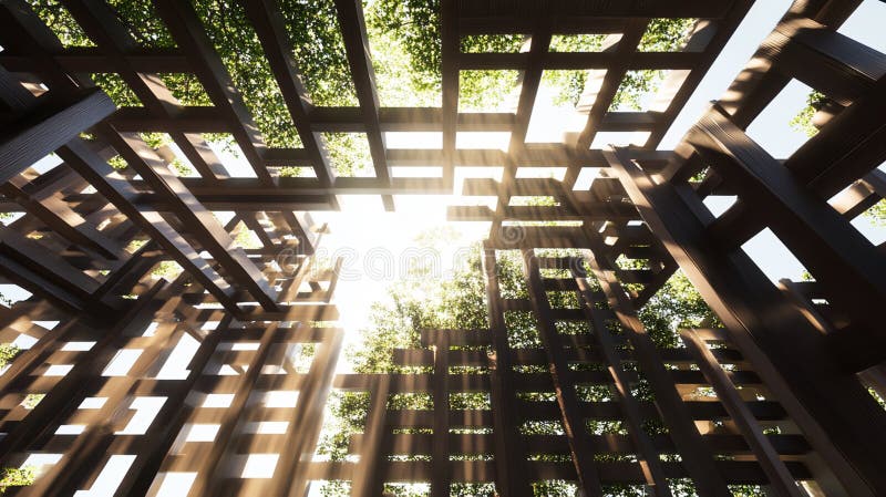 Captivating View of Square Steel Beams with Sunlight Filtering through ...