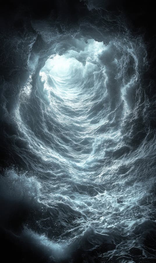 Captivating View of Swirling Ocean Waves in a Dark Cavern Stock Image ...