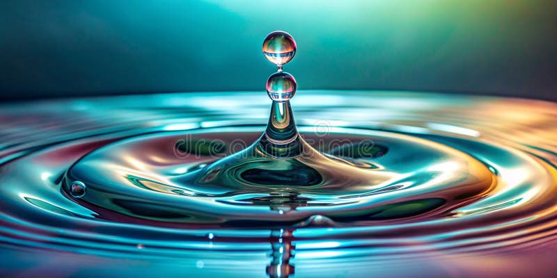 Captivating View of a Water Drop Resurfacing and Transforming into ...